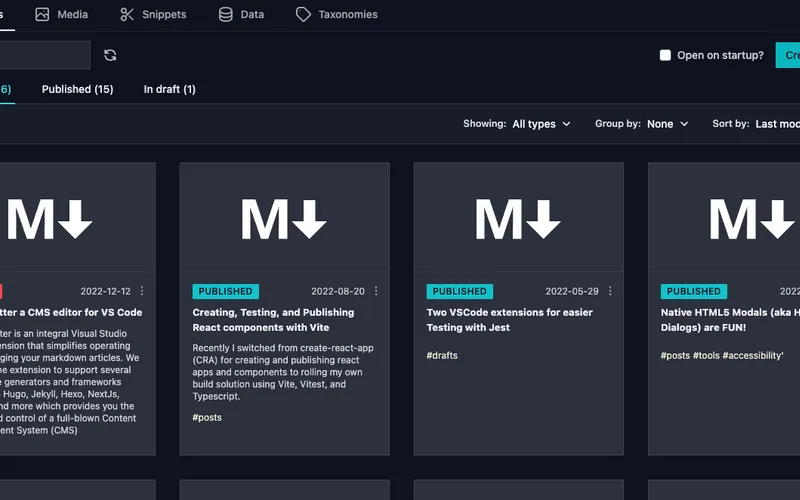 FrontMatter a CMS editor for VS Code (first look) | ShawnSandy.dev